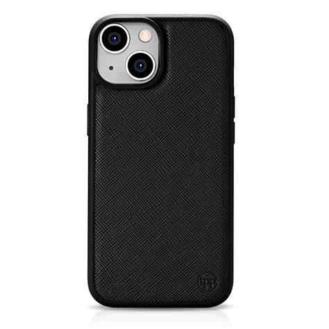 Iphone 14 Plus Saffiano Leather Case Black Fone Express