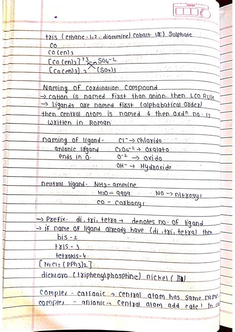 Coordination Compounds Pdf Handwritten Chemistry Notes