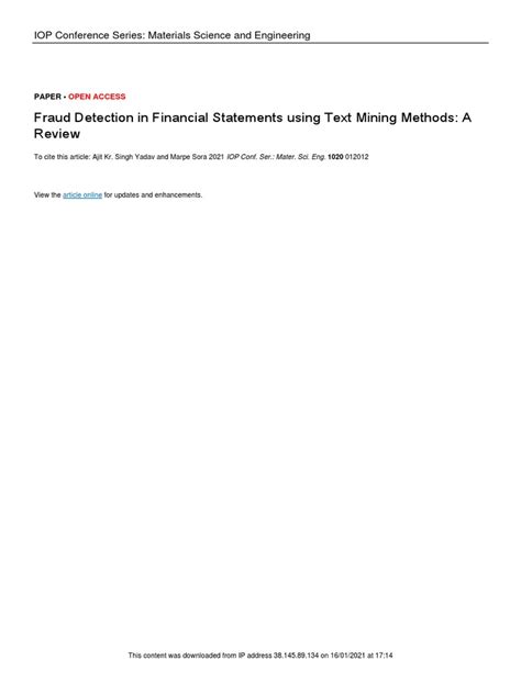 fraud detection in financial statements using text 2021 pdf machine