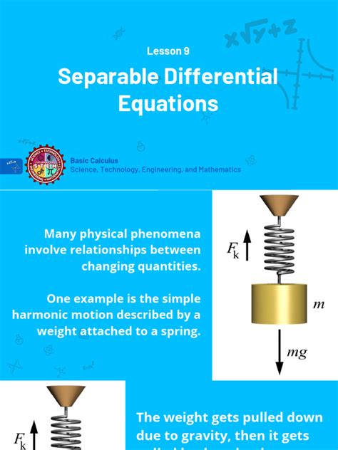 Basic Calculus Shs Q4 Lesson 9 Separable Differential Equations Pdf
