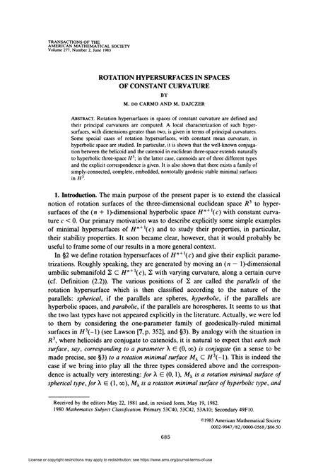 Rotation Hypersurfaces In Spaces Of Constant Curvature Are Defined And