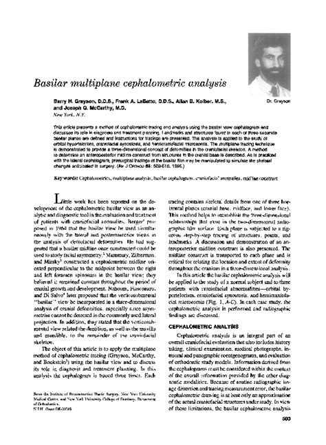Pdf Basilar Multiplane Cephalometric Analysis