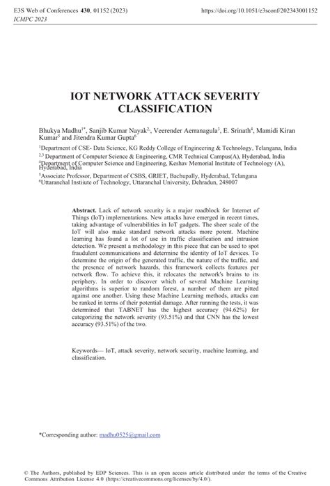 Pdf Iot Network Attack Severity Classification