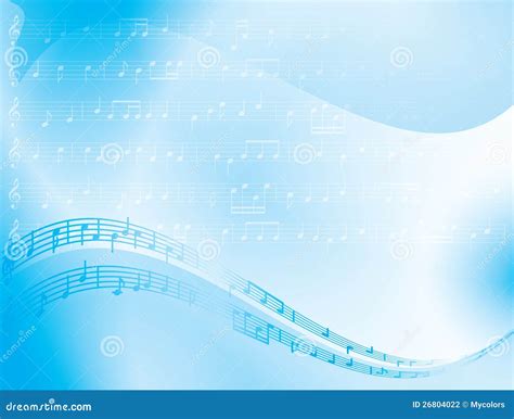 Blue Vector Abstract Background Music Notes Stock Vector