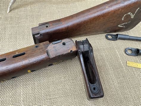 British L1a1 Self Loading Rifle Wood Stock Set W Bipod Legs Old Arms