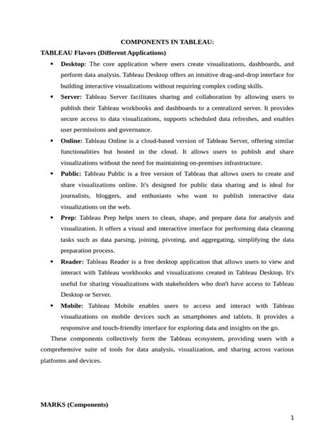 Components In Tableau Pdf Statistics Forecasting
