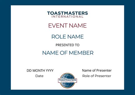 Digital Certificates District 121 Toastmasters International
