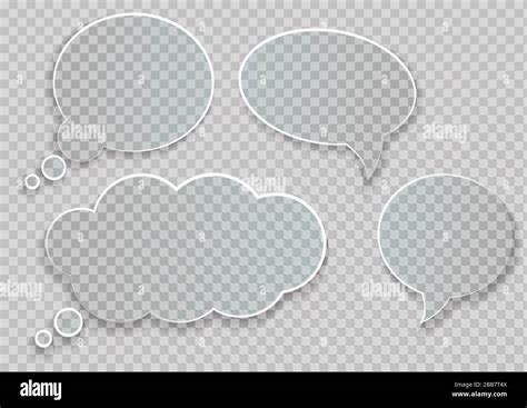 Vector Set Of Realistic Isolated Glossy Glass Speech Bubbles On The