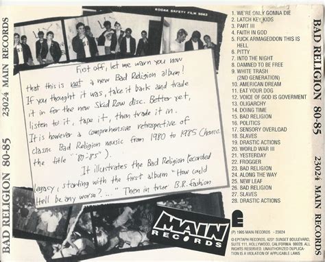 80 85 Album Discography The Bad Religion Page Since 1995