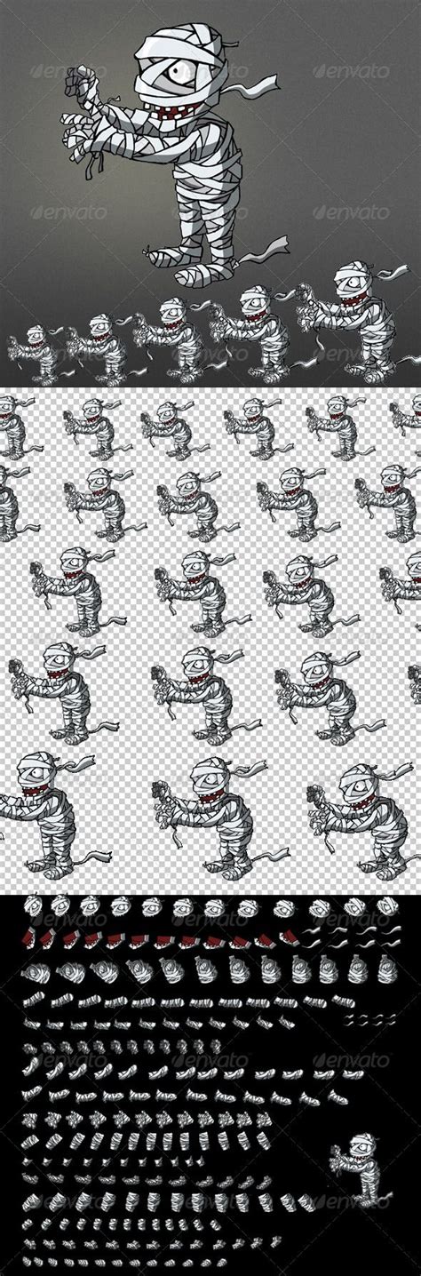 Mummies Sprites Game Assets Animation Template Design Graphic