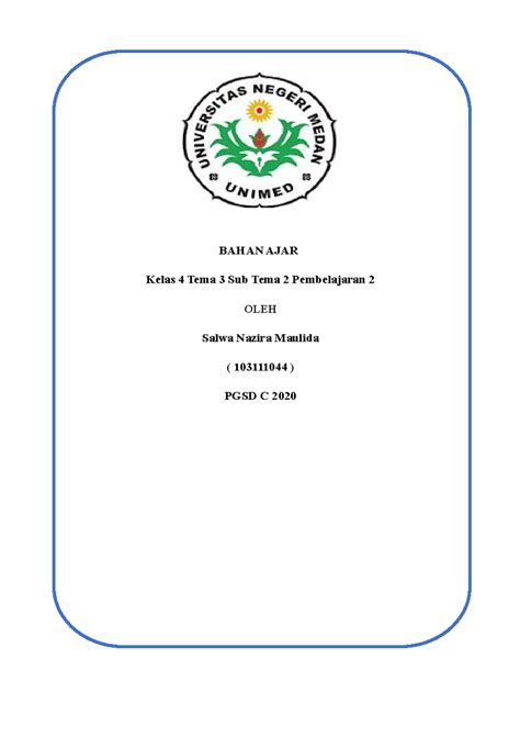 Bahan Ajar Micro Teaching Kelas 3 Tema 4 Sub Tema 2 Pembelajaran 2