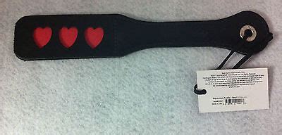 Leather Impression Paddle Heart 12 Black Red Sexy Sub Fetish Play