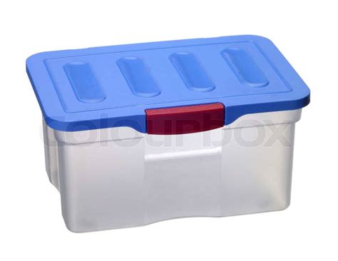 Translucent Plastic Box With Blue Top Stock Photo Colourbox