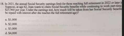 Solved 8 In 2021 The Annual Social Security Earnings Limit