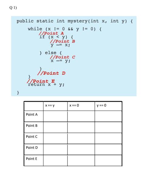 Q 1 Public Static Int Mysteryint X Int Y While