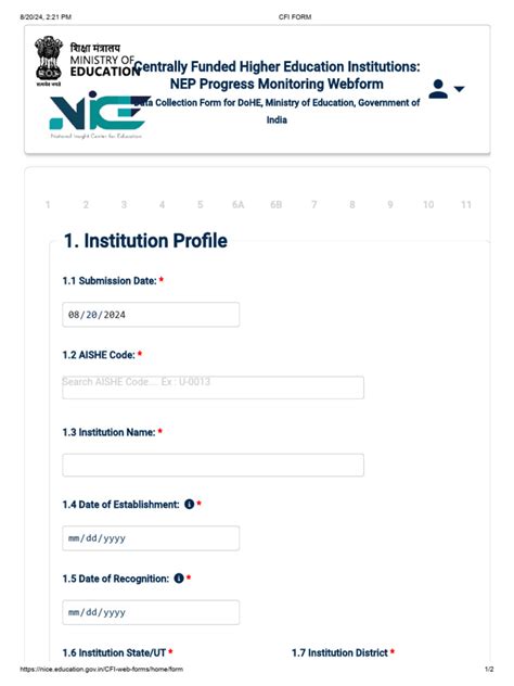 Cfi Web Form Data Fields Pdf