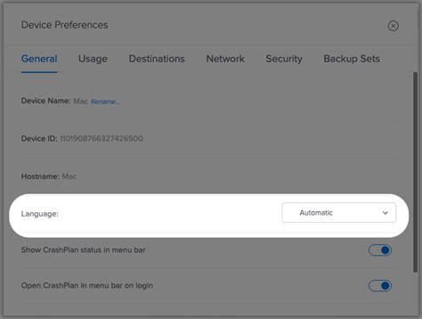 Change The Language Setting CrashPlan Help Center