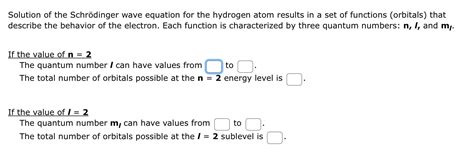Solved Solution Of The Schrödinger Wave Equation For The