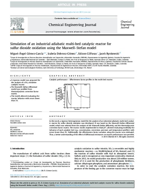 Pdf Simulation Of An Industrial Adiabatic Multi Bed Catalytic Reactor