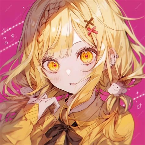 Premium Photo Anime Girl With Long Blonde Hair And Yellow Eyes With A