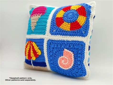 Seashell Granny Square Crochet Pattern Beach Blanket Motif Pdf