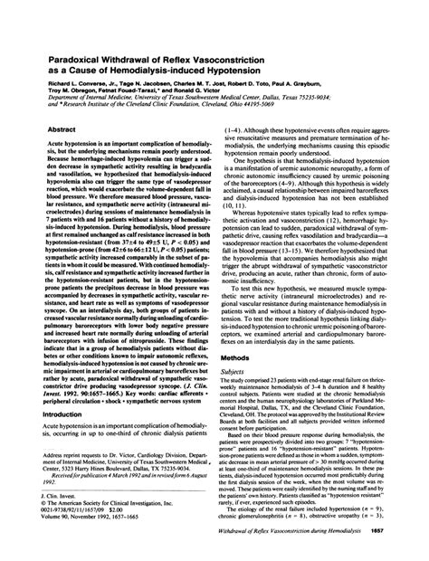 Paradoxical Withdrawal Of Reflex Vasoconstriction As A Cause Of