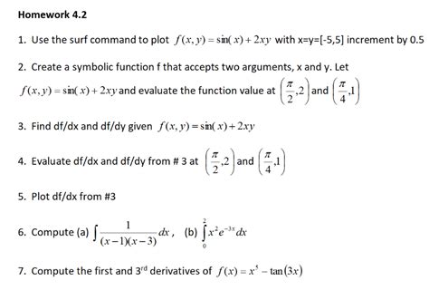 Solved Homework 4 2use The Surf Command To Plot