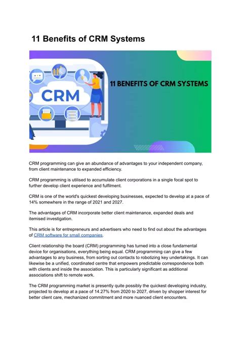 Ppt 11 Benefits Of Crm Systems Powerpoint Presentation Free Download