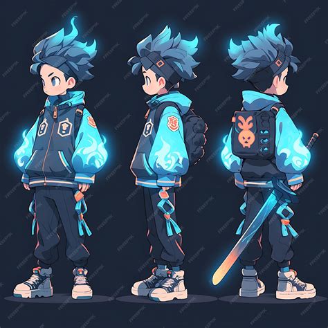 Premium Photo Character Anime Of Male Chibi Kawaii Cyber Samurai