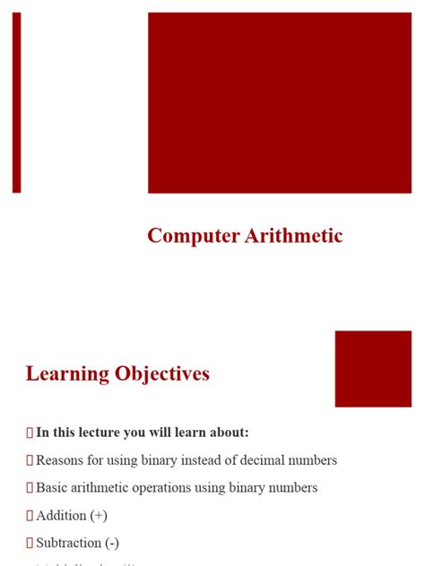 L 6 Computer Arithmetic Pdf Subtraction Division Mathematics