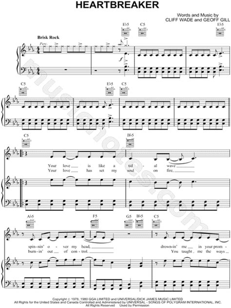Pat Benatar Heartbreaker Sheet Music In C Minor Transposable