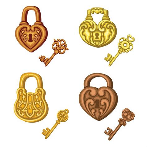 Golden Lock And Key Set Vector Illustration Eps10 36047445 Vector Art