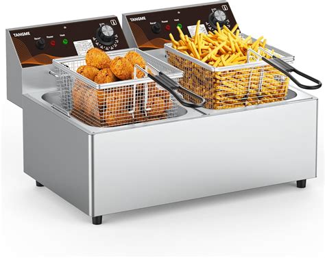 Tangme Commercial Deep Fryer With Baskets 207qt Dual Tank