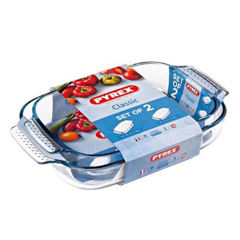 Pyrex Classic Glass Rectangular Roaster Dish Set Of 2 Fabfinds