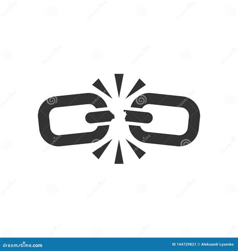 Broken Chain Sign Icon In Flat Style Disconnect Link Vector