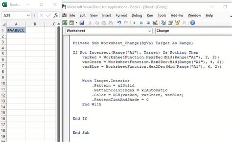 Vba Hex Color Codes