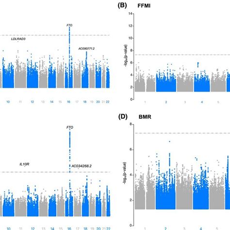 Locuszoom Plot Of The Fto Gene From The Uk Biobank P Values Of Snps