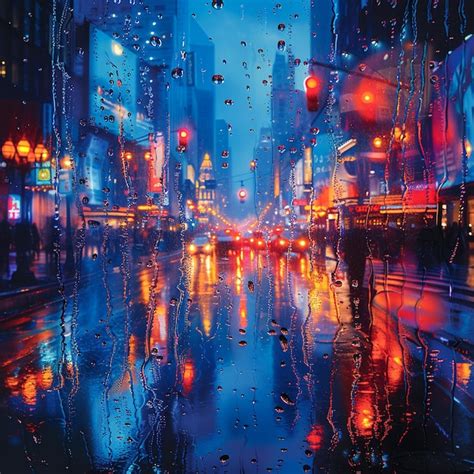 Premium Photo Raindrops On Window With Abstract Cityscape Reflection