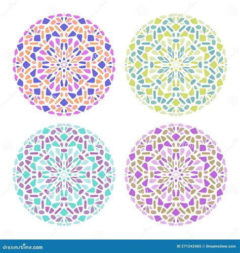 Vector Abstract Colorful Mosaic Round Pattern Stock Vector Illustration Of Floral Elegant