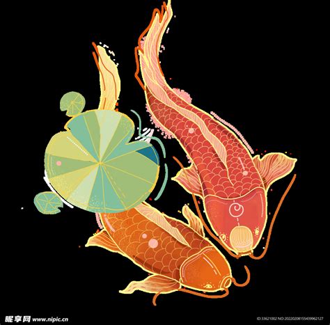 锦鲤 金鱼插画 国潮素材 设计图广告设计广告设计设计图库昵图网