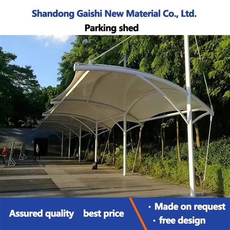 Steel Frame Canopy Structure Pvdf Membrane Tensile Roof Car Parking