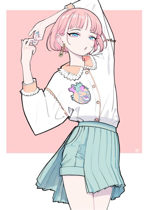 Yu Stdio Nameraka Original Absurdres Highres 1girl O Arm Behind Head Arm Up Bare Legs