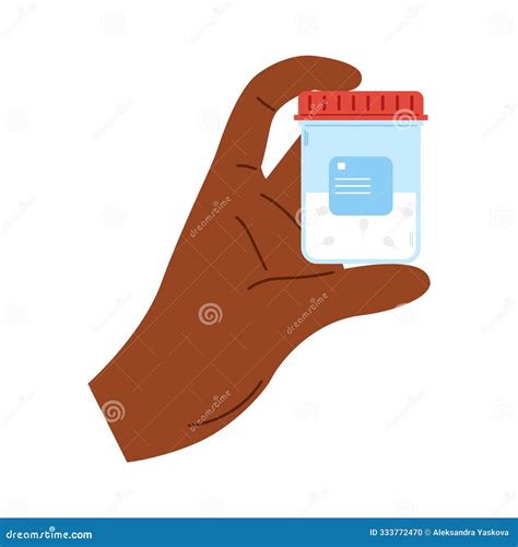 African Hand Holds Semen Test Analysis In Plastic Container In Fingers