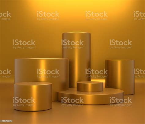 컨셉 제품 선반 포디움 골드 색상 또는 빈 받침대 디스플레이 선명한 패션 배경에 최소한의 3d 렌더링 0명에 대한 스톡 사진 및 기타 이미지 Istock