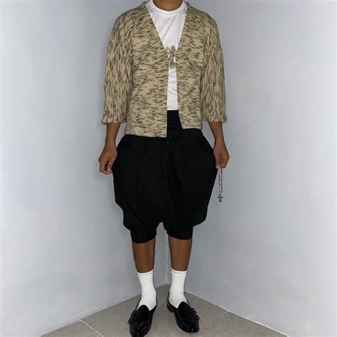 Japanese Shichibu Pants Open Hem Mens Fashion Bottoms Shorts On