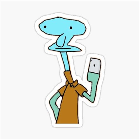 Cursed Squidward Mirror Selfie Sticker For Sale By Amy Wenn Redbubble