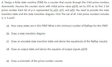 Solved 4 Design A Finite State Machine Fsm For A Counter