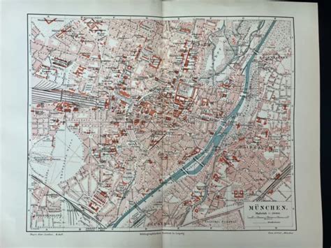 Antiker Stadtplan MÜnchen Top Erhalten Um 1905 Eur 499 Picclick De