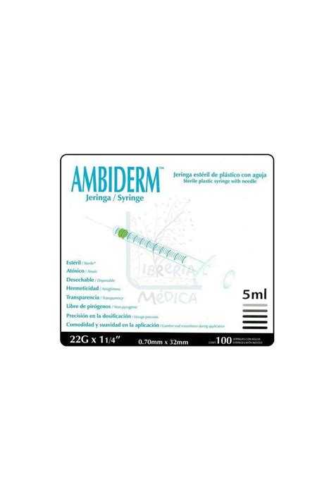 Caja Jeringa Con Aguja 5ml 22g X 32mm 100 Pzas Librería Médica Orizaba