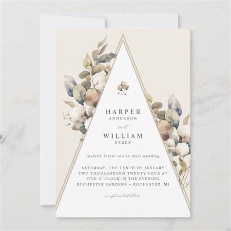 Bohemian Triangle Cotton Foliage Wedding Invitation Zazzle Foliage Wedding Wedding